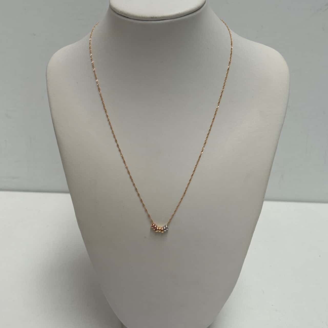 375 Stamped Gold 44cm Necklace with mixed mini Hoops (s)