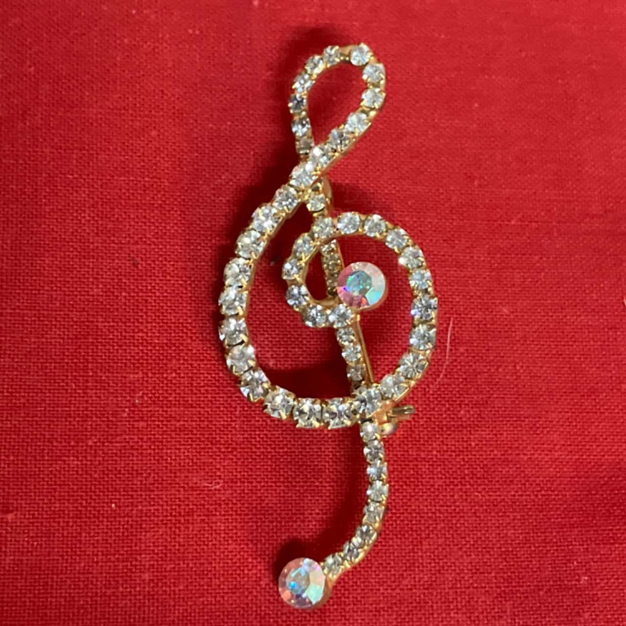 Women's Rhinestone Musial Note Treble Clef Brooch