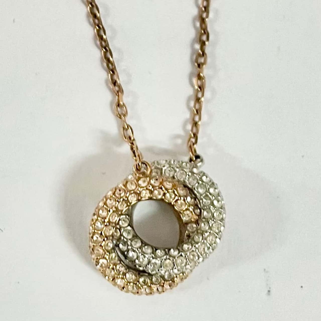 Swarovski Double Ring Pendant on Necklace