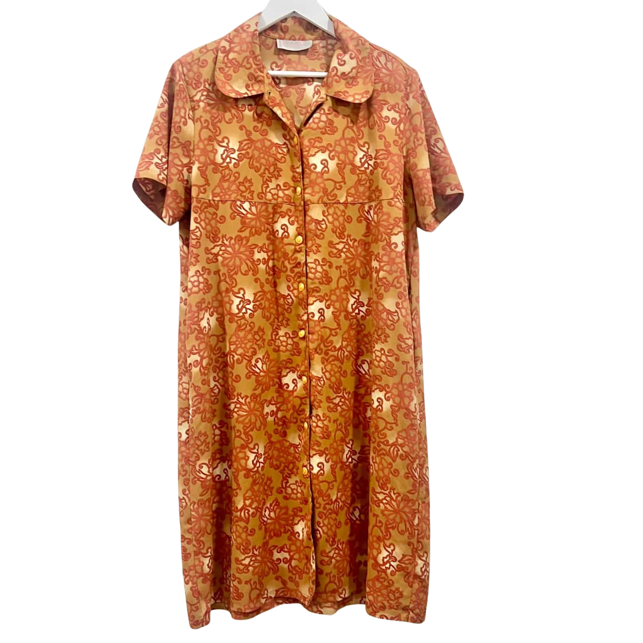 Fiona by Robinsons Vintage Brown Patterned Dress- 2side pockets Size 14(s)