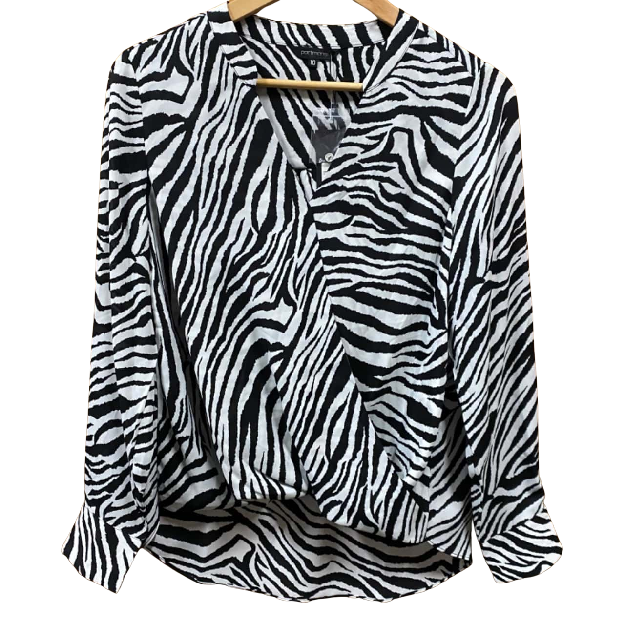 Portmans Zebra Print Wrap Front Blouse Size 10(s)