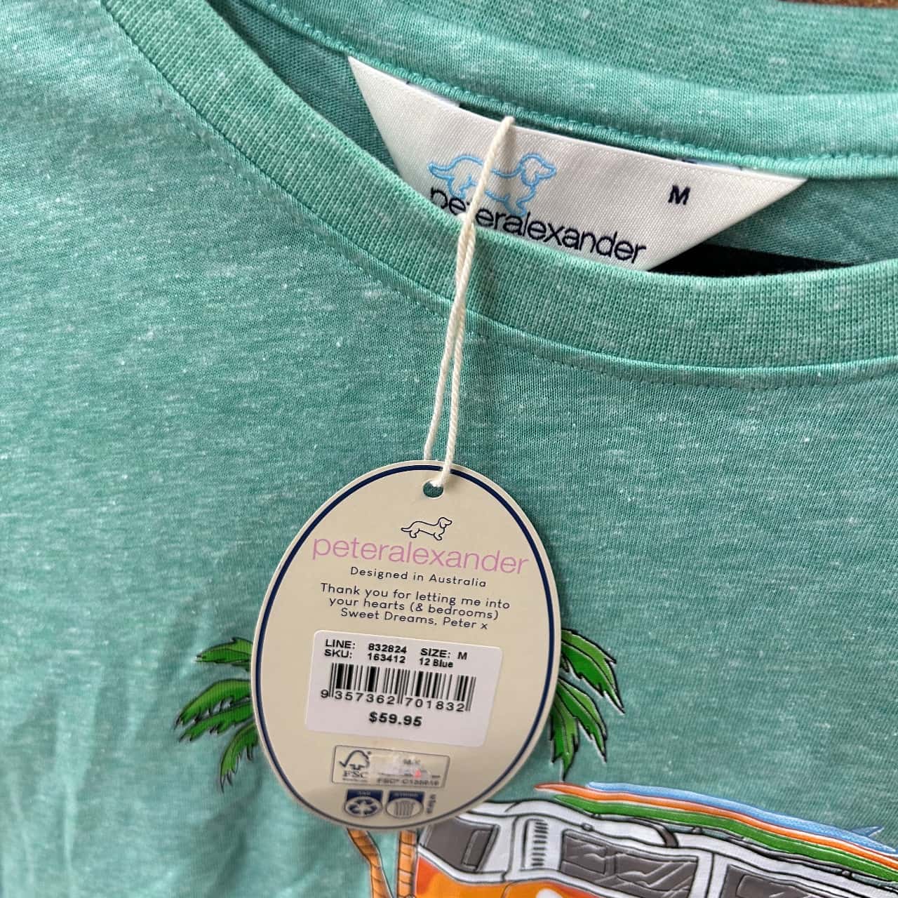 Peter Alexander Mens Size M Green Combi Pattern Pj Shirt and Boxer Set