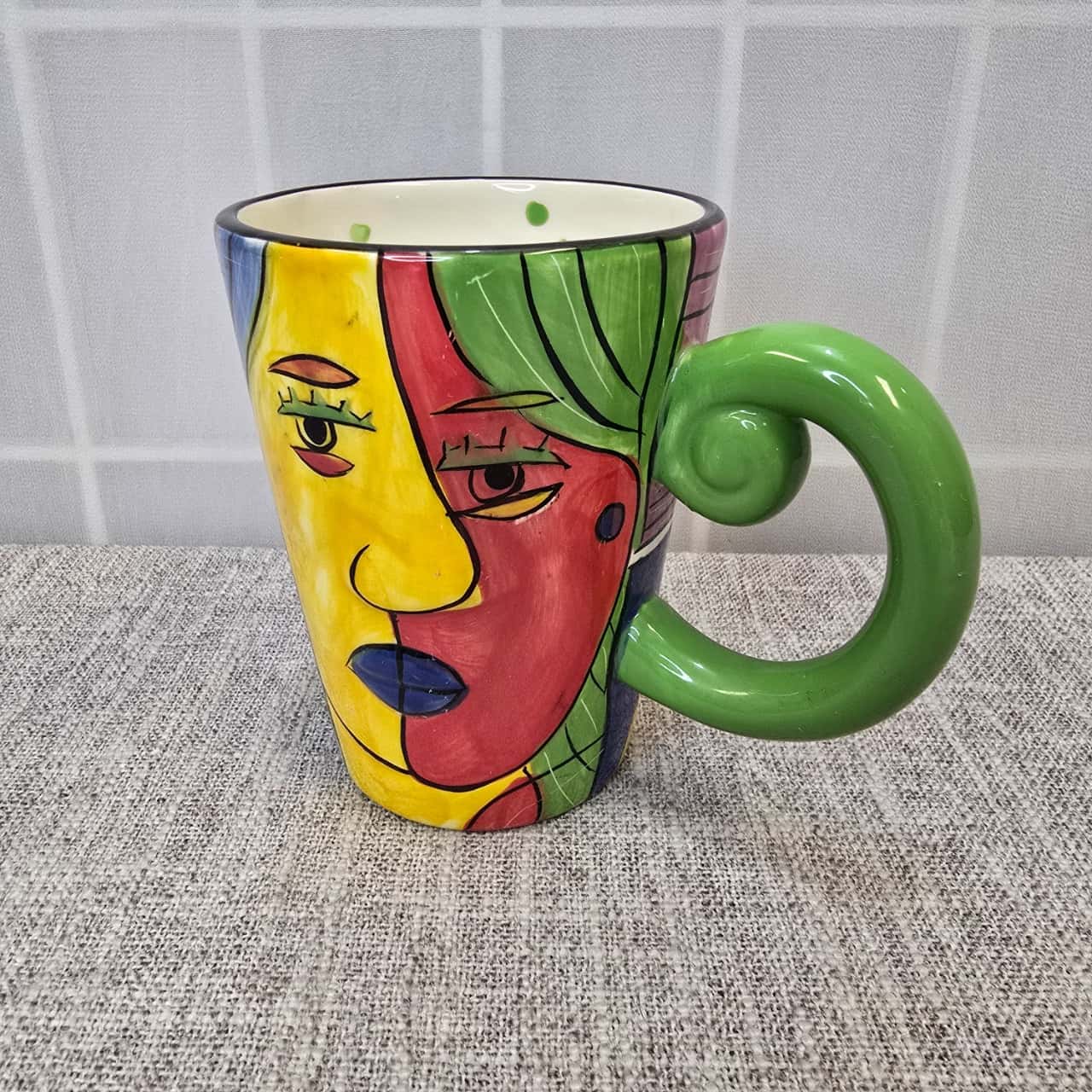 Muzeum Picasso Inspired Handpainted Embossed Mug