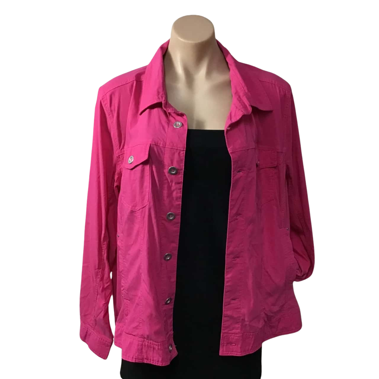 Virtuelle Womens Size 14 Bright Pink Button Up Long Sleeve Jackets