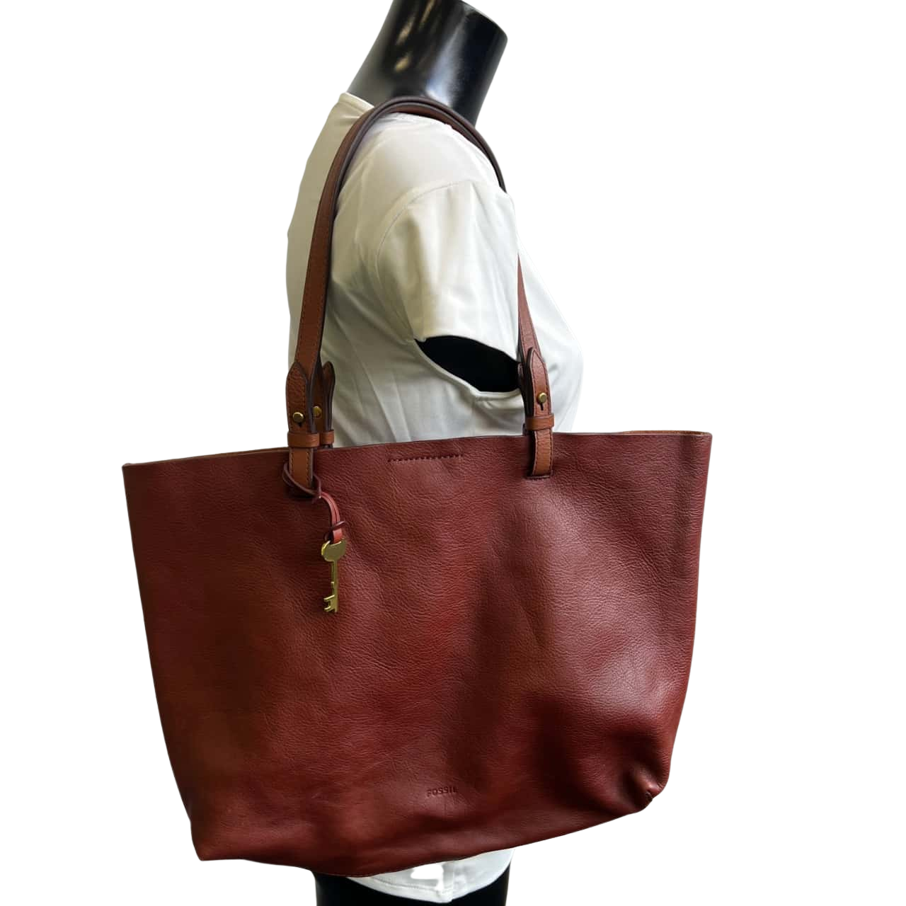 Fossil Womens Leather Tote Brown (s)