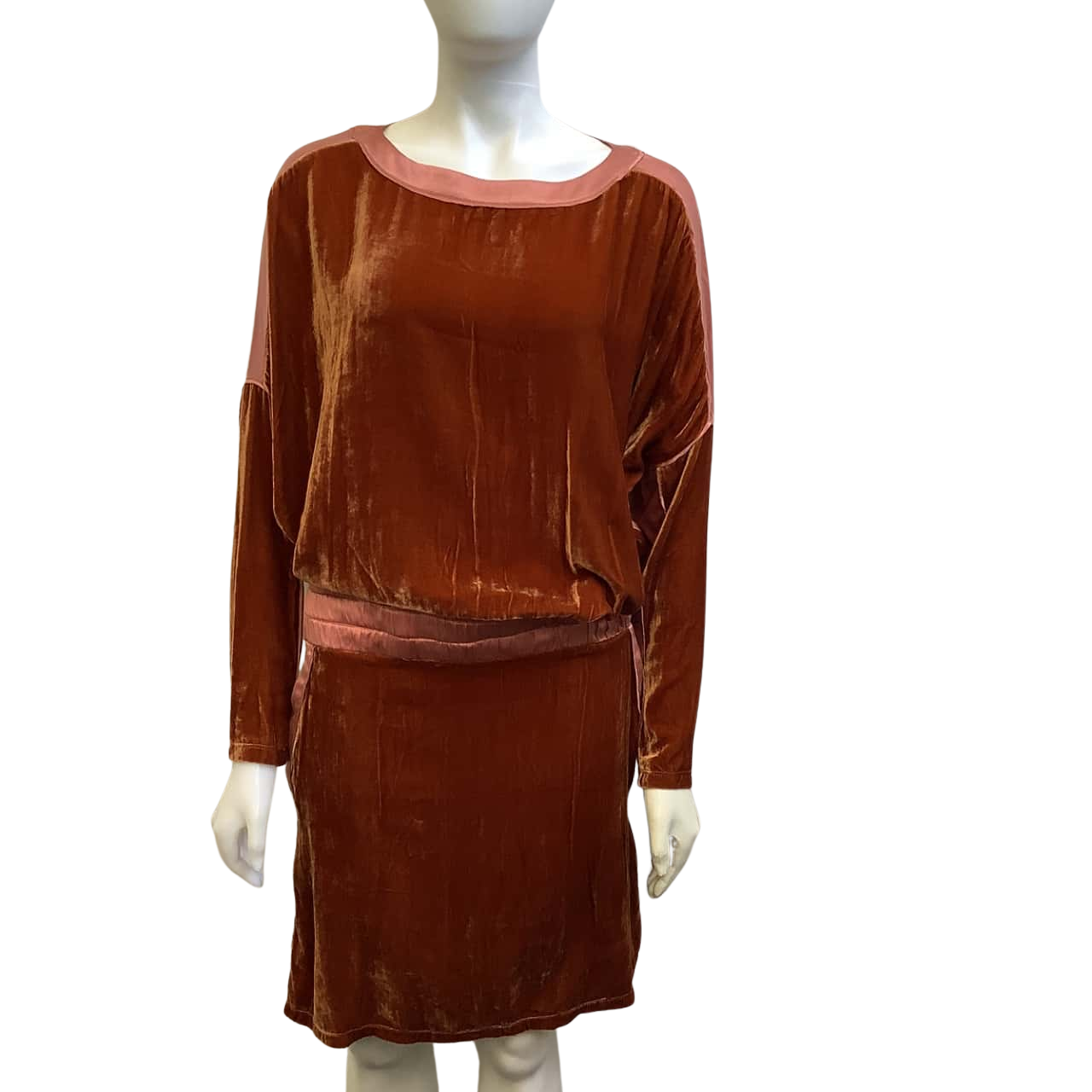 Flannel Womens Size 12 Long Sleeve 100%Silk Dress Salmon Pink/ Orange(s)