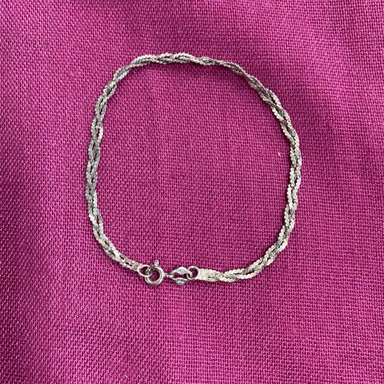 Womens 925 Italian Silver Braided Chain Bracelet