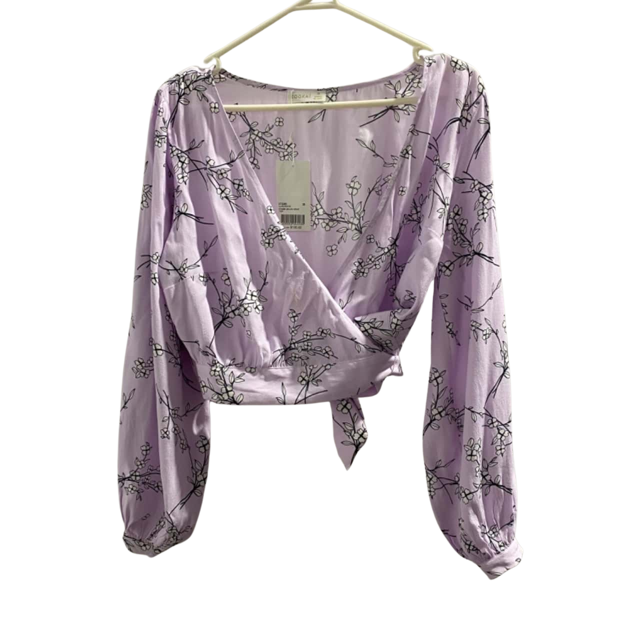 BNWT Kookai Womens Wrap Top Size 38 Lilac / White