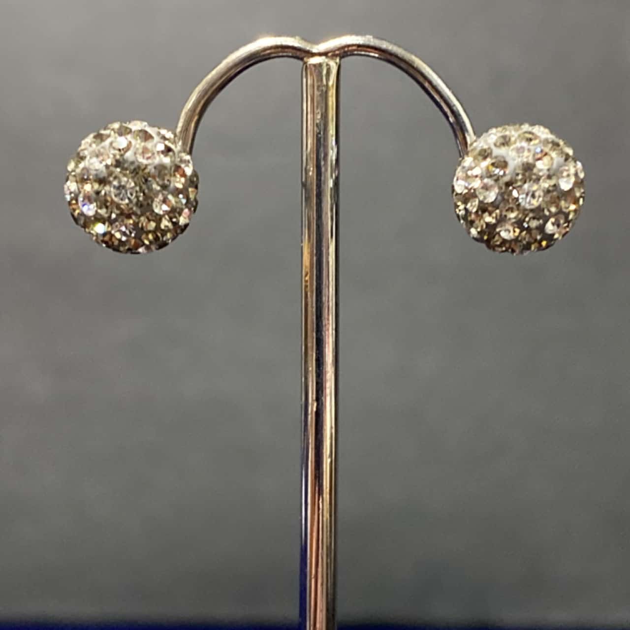 BEVILLES Pave Crystal Ball & Stamped 925 Stud Earrings (s)