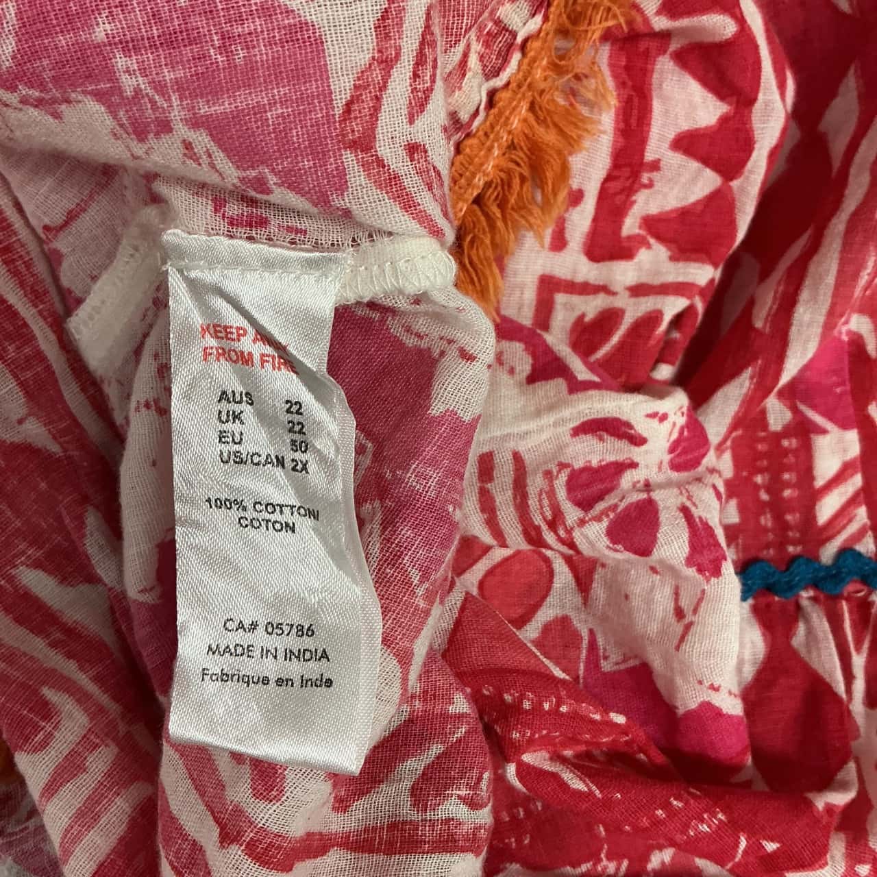 Escape by OQ Womens 100% Cotton Size 22 Maxi Dress Pink / Red / White (s)