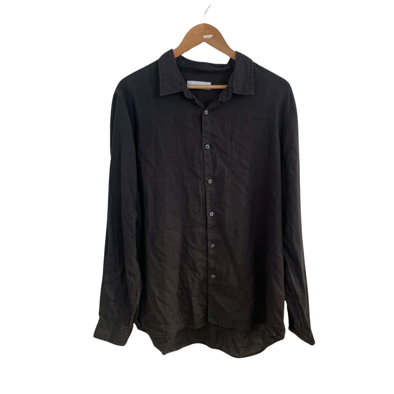 Assembly Label Mens XL Black Linen Button Up