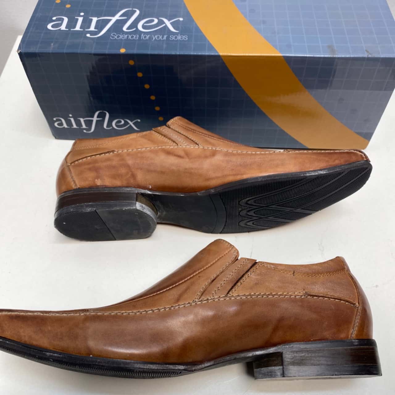 Airflex Mens Tan Leather Shoes