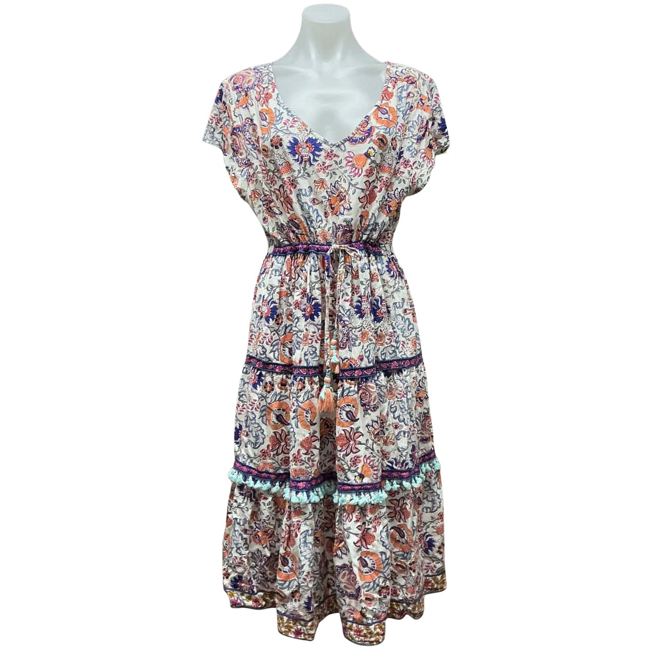 Orientique Womens Size 16 Midi Dress Multicoloured / Pattern (s)