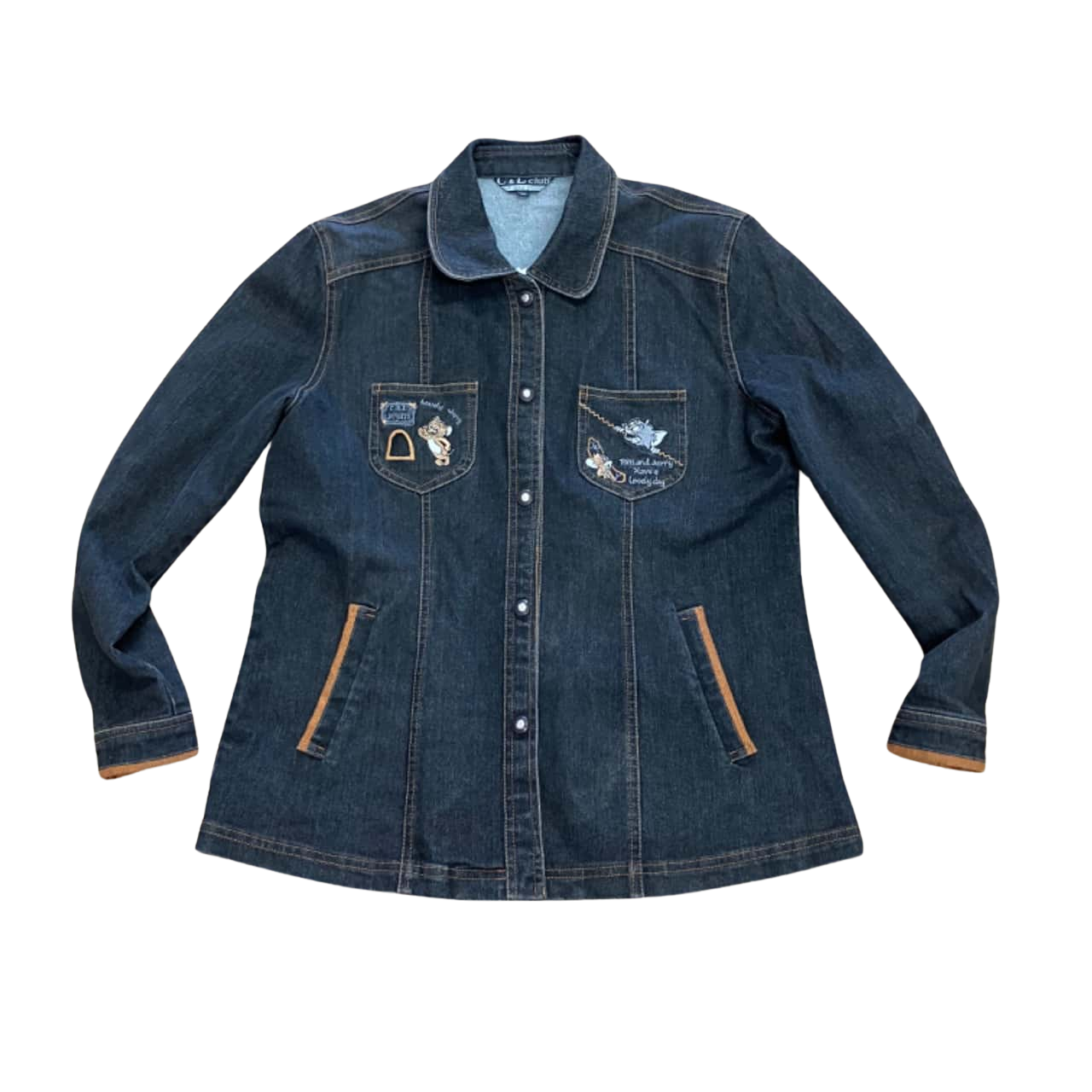 Vintage C & L club Tom & Jerry Size M/ L Denim Jacket Black (s)