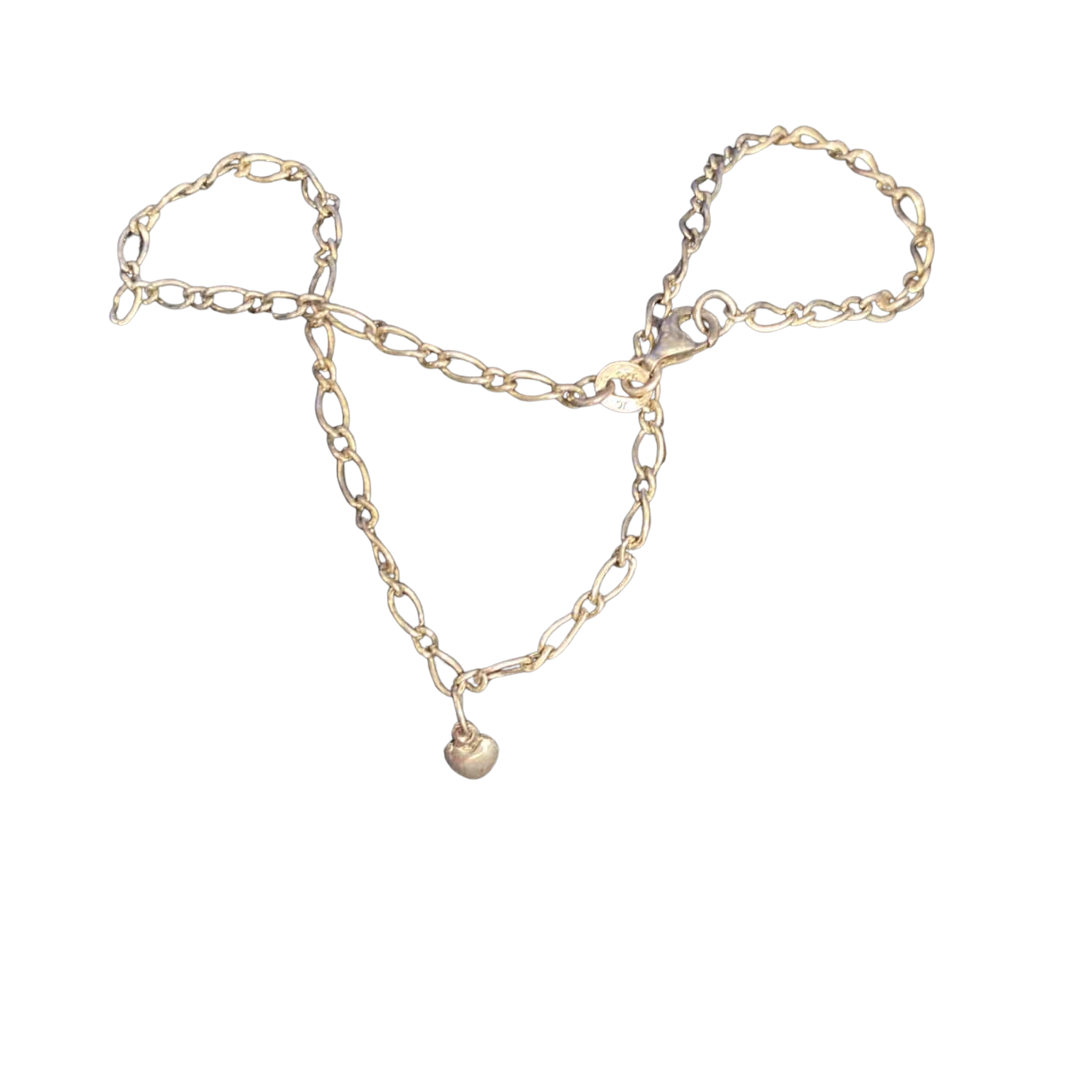 Womens Stirling silver 25cm Anklet with small heart charm (s)