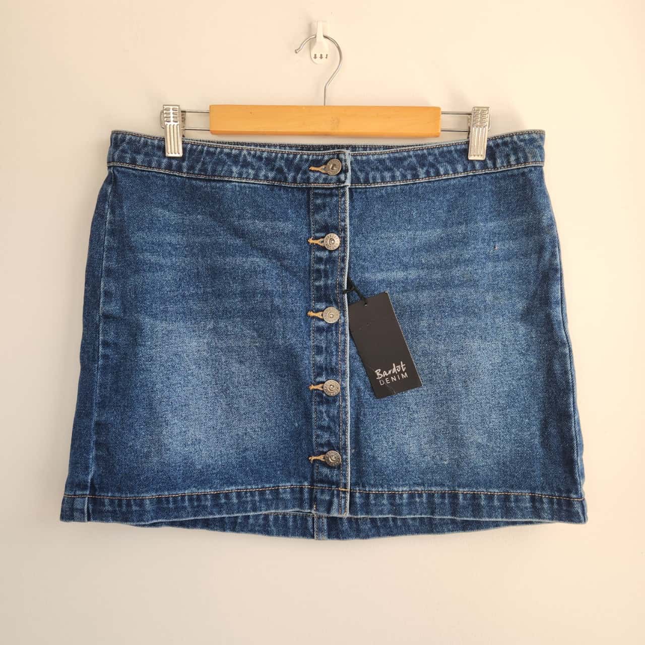 Bardot Mini Vintage Blue Denim Buttons Skirt Size 14/XL(s)