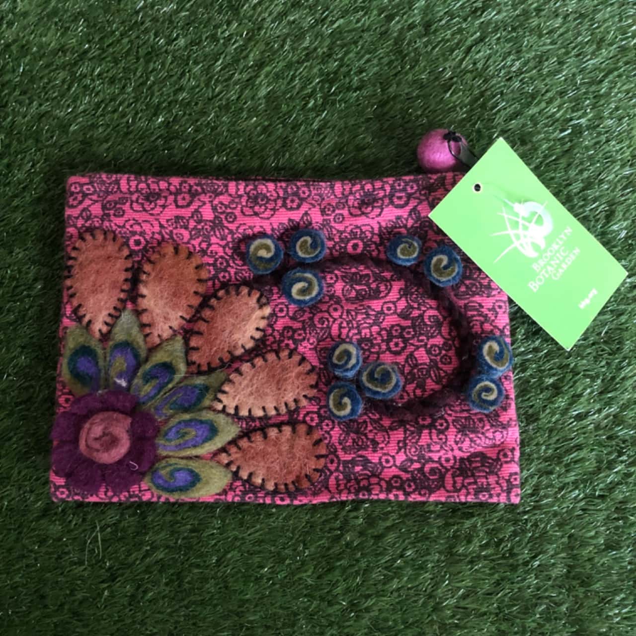 Rising Tide Pink Woven Flower Design Purse (New)(s)