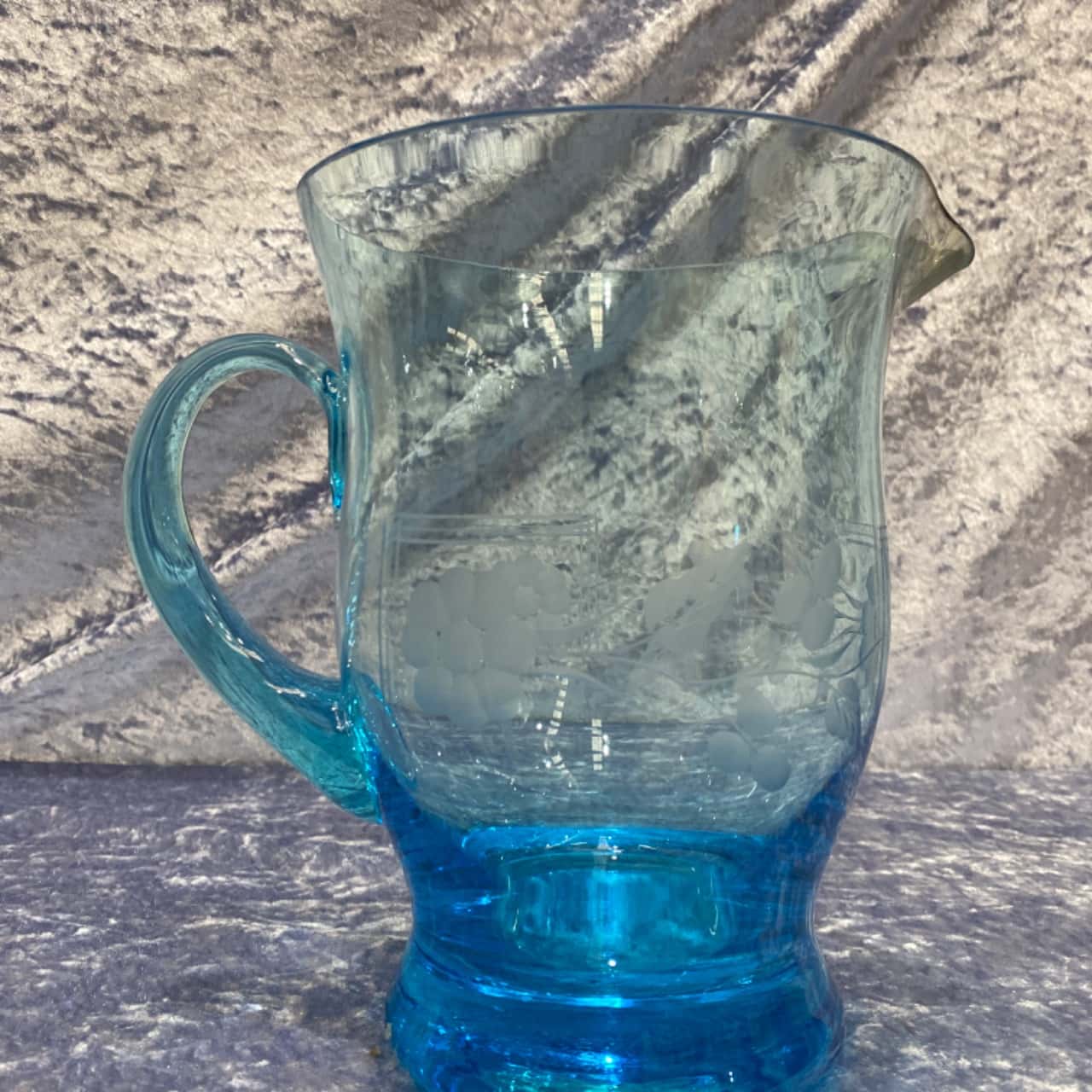 Blue Floral Glass Jug