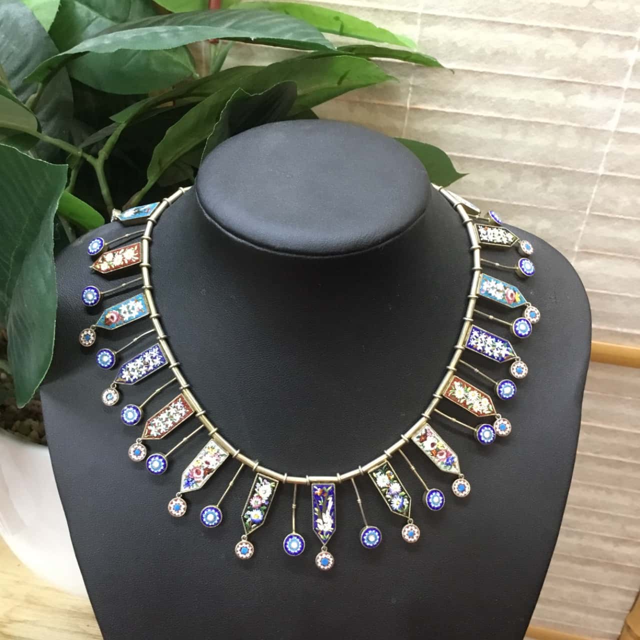 Antique Womens Micromosaic Fringe Necklaces Floral / Multicoloured ...