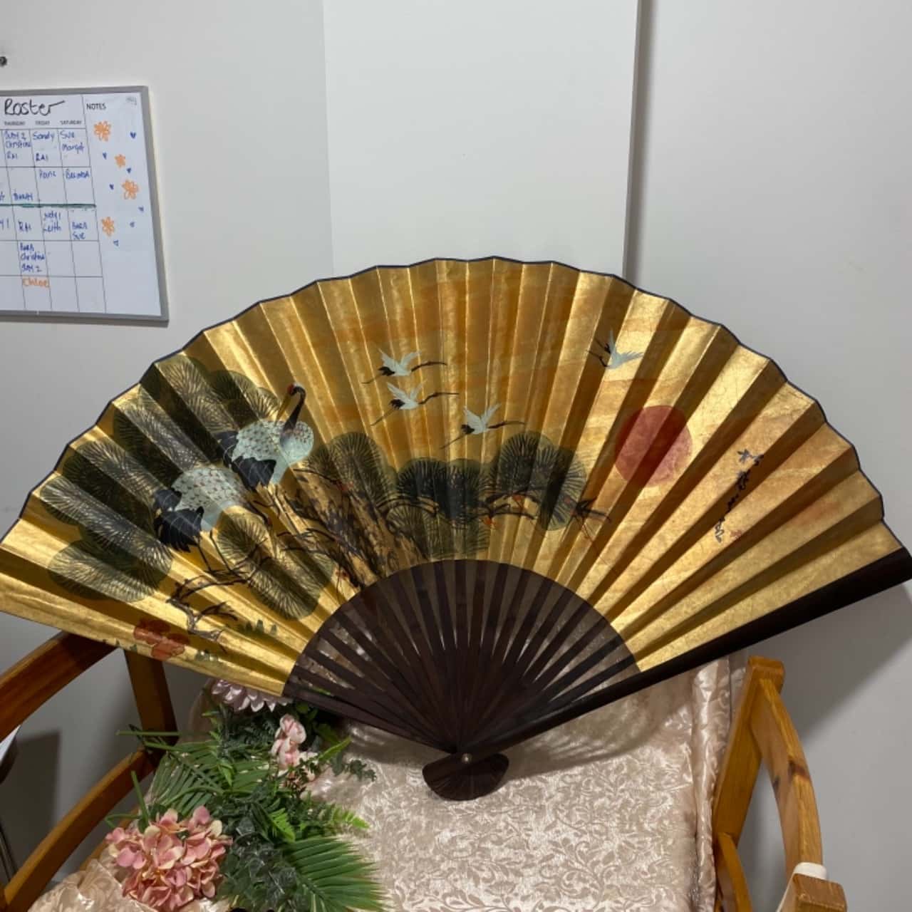 Chinese large decorative hand painted Fan (s)