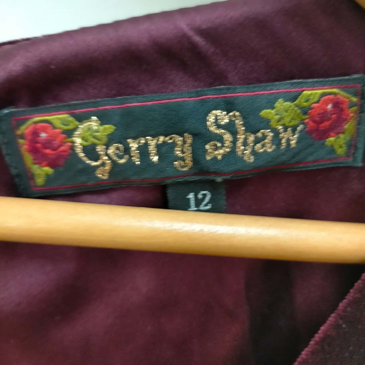 RETRO GERRY SHAW Burgundy Stretch Velvet Dress VGUC(s)