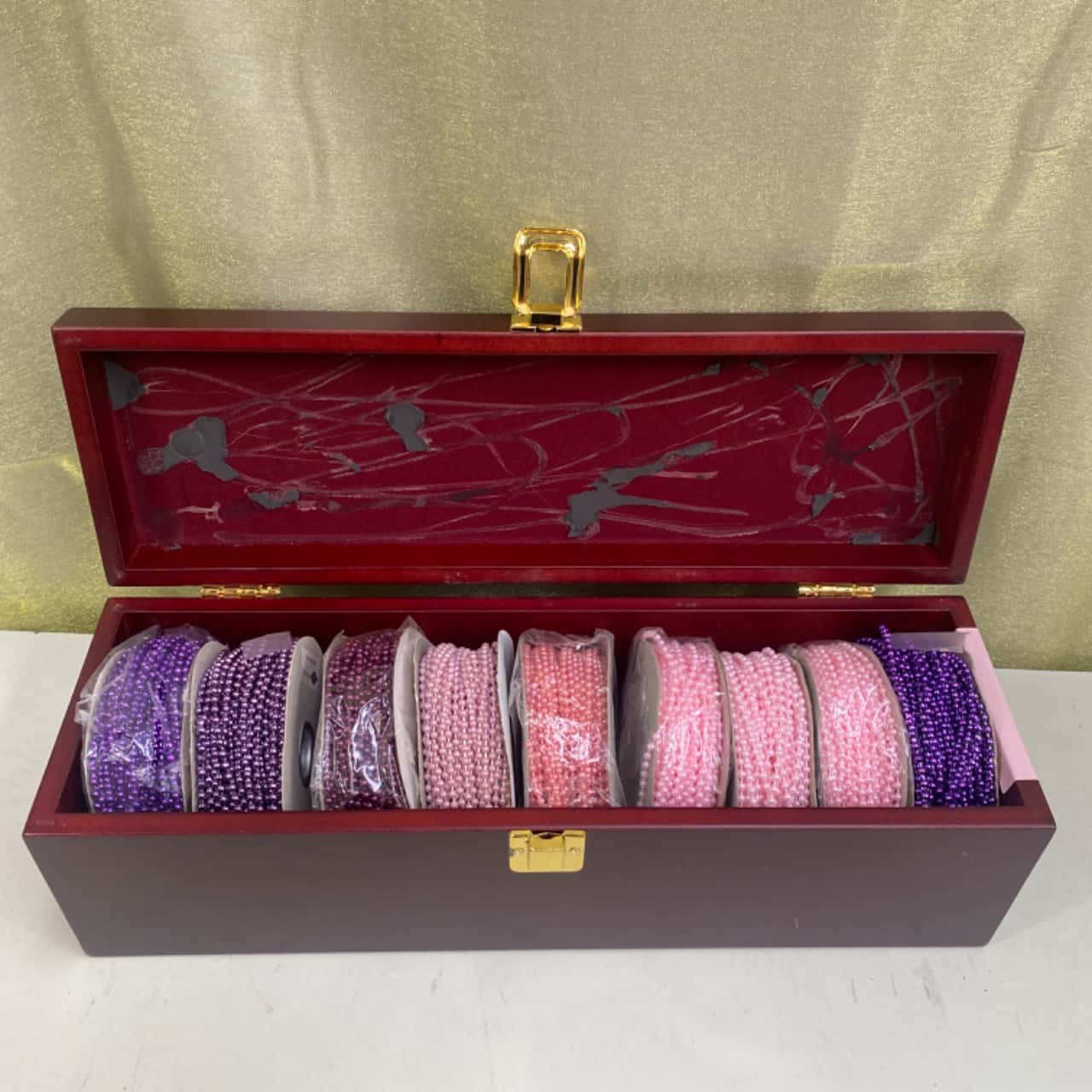 Assorted Pearl Strands / wooden box (s)