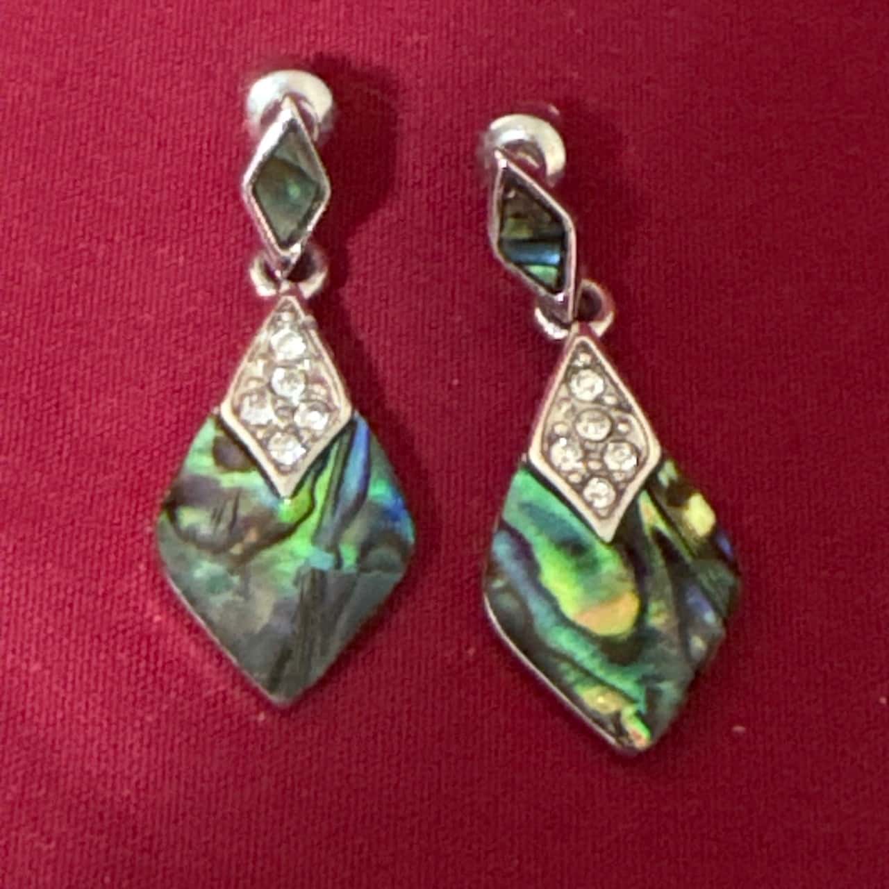 Women's Silver Tone Paua Shell Inlay Drop Earrings (s)
