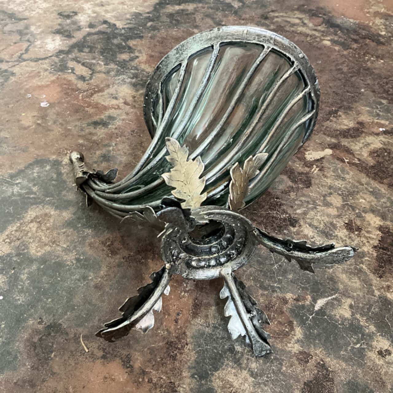 Gorgeous Cornucopia Glass Bowl in Metal Casing(s)