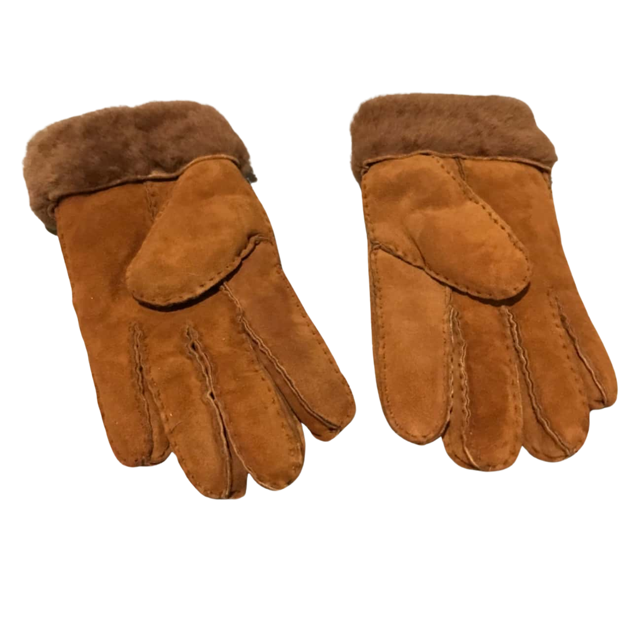 Womens Vintage Sheepskin Gloves Size L Brown