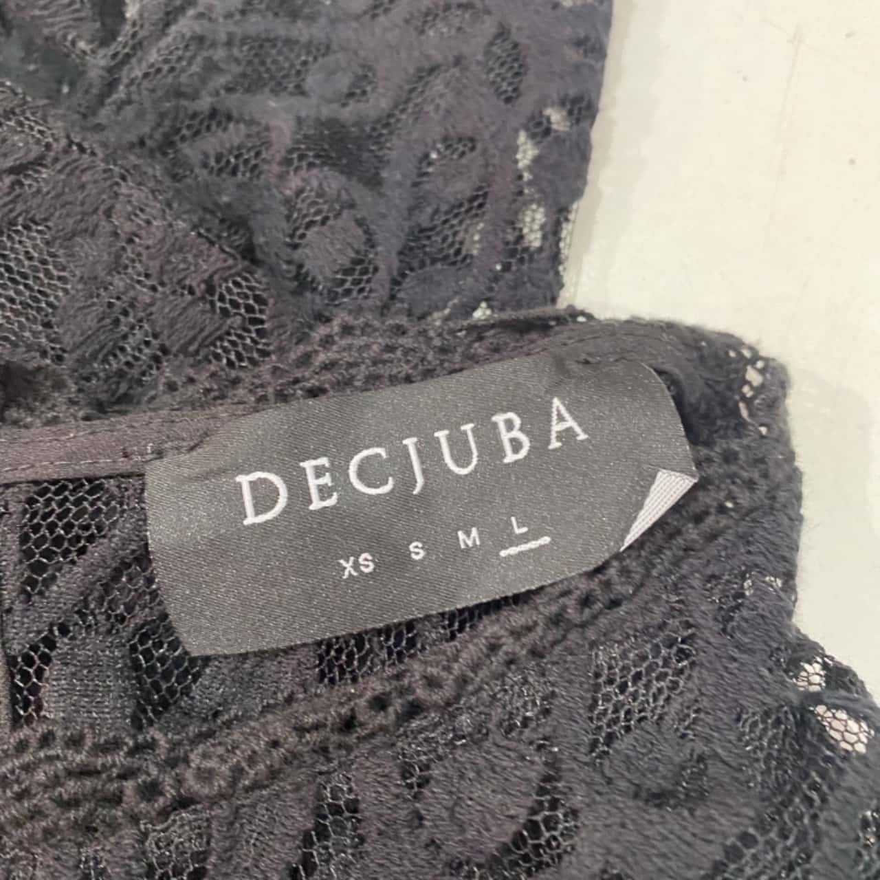 Decjuba Womens Size Large Shirt Blouses Top Lace Crochet Boho Sheer