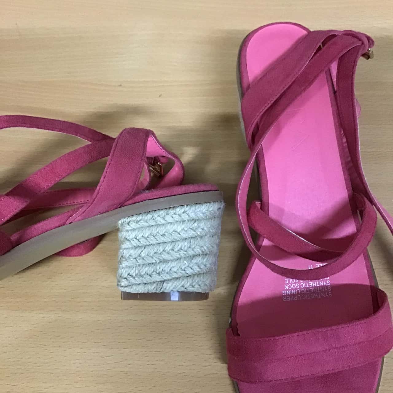 Sara Womens Size 11 Strappy Dark Rose Sandals with Rope Heel(s)