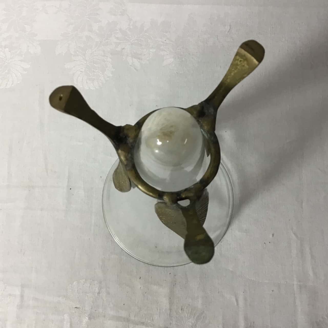 Tall Cone Shape Glass Vase with Metal Leaf Holder