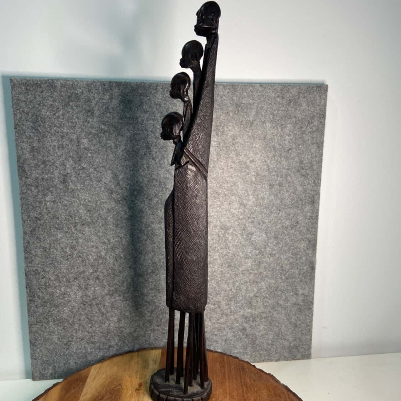 Vintage Hand-Craved Ebony Wood Sculpture
