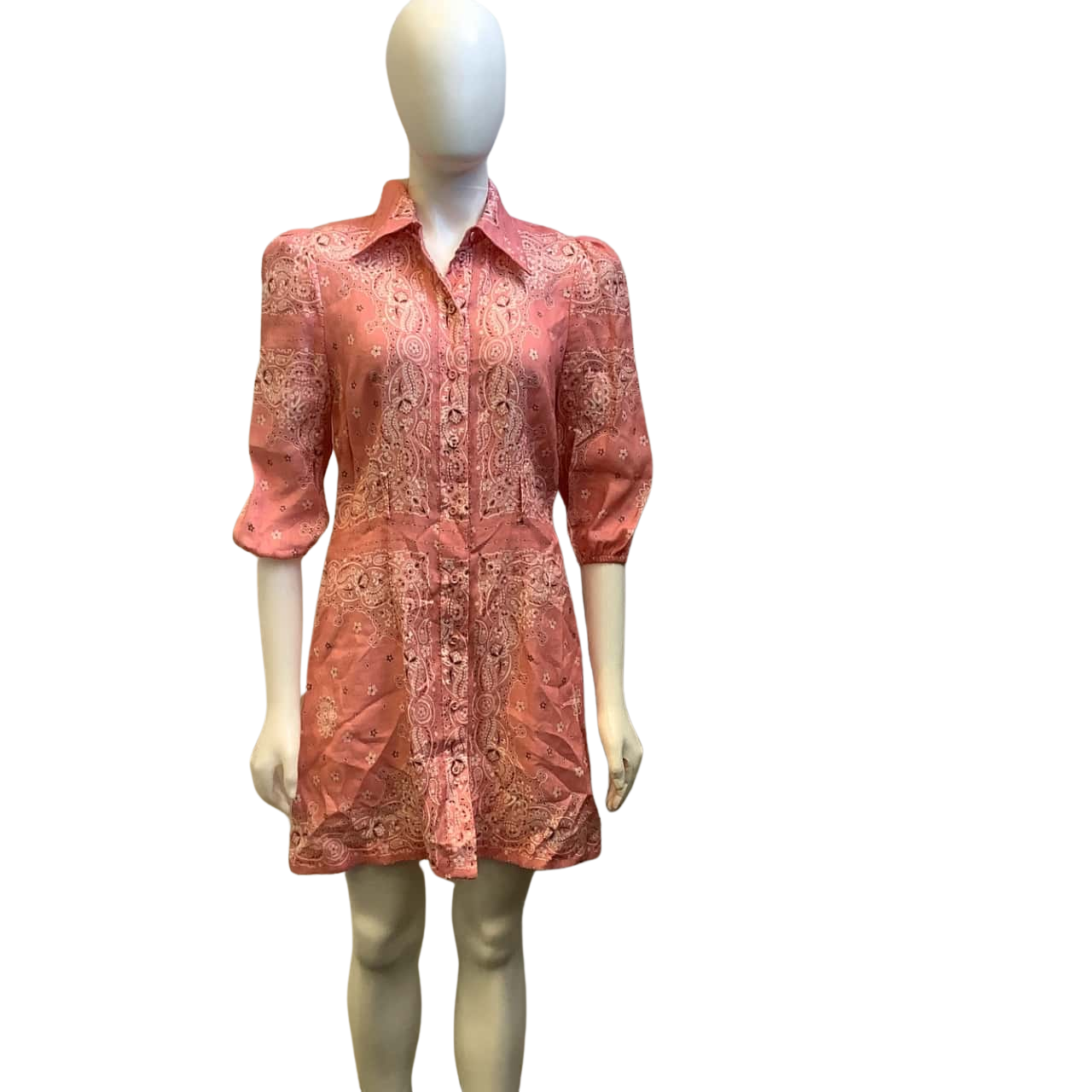 Zimmermann Womens Label Size 3 Linen Floral Dress Pink/White(s)