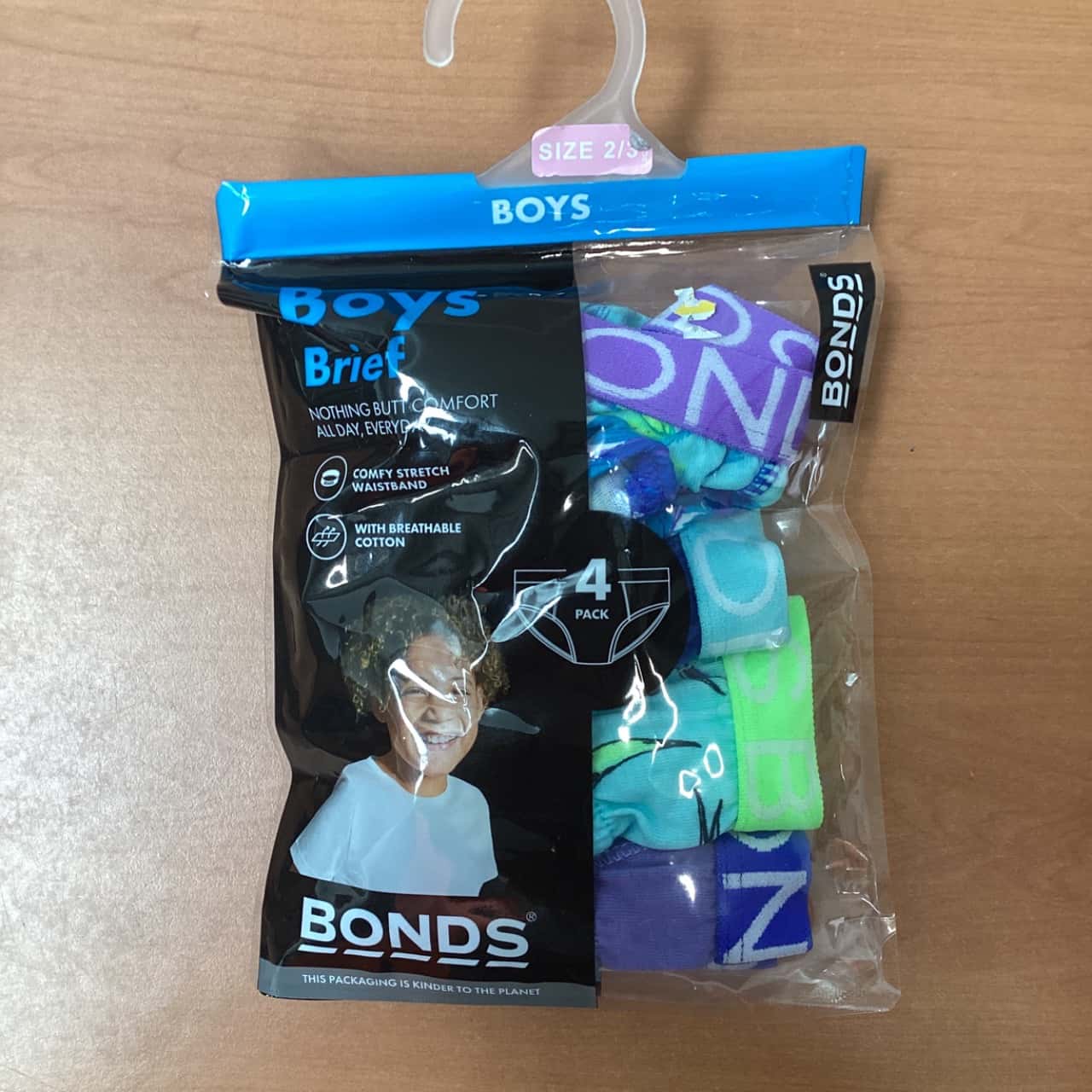 Bonds Boys Brief Size 2/3 Multicoloured 4 pack(s)
