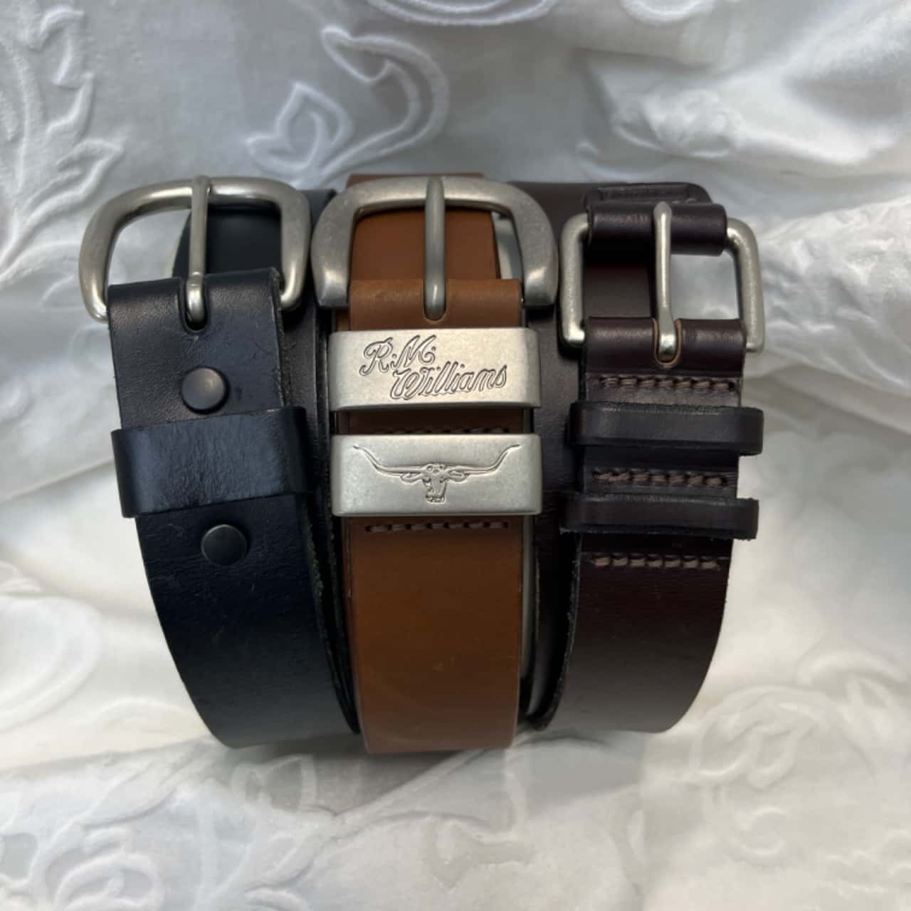 3 x R.M. Williams leather Belts. Size 44