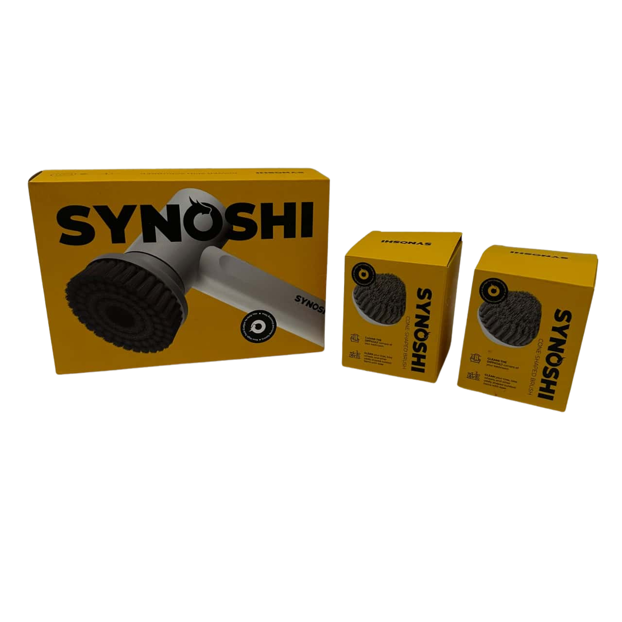 Synoshi Power Spin Scrubber And 2 boxes of Cone shaped Replacement Heads(s)