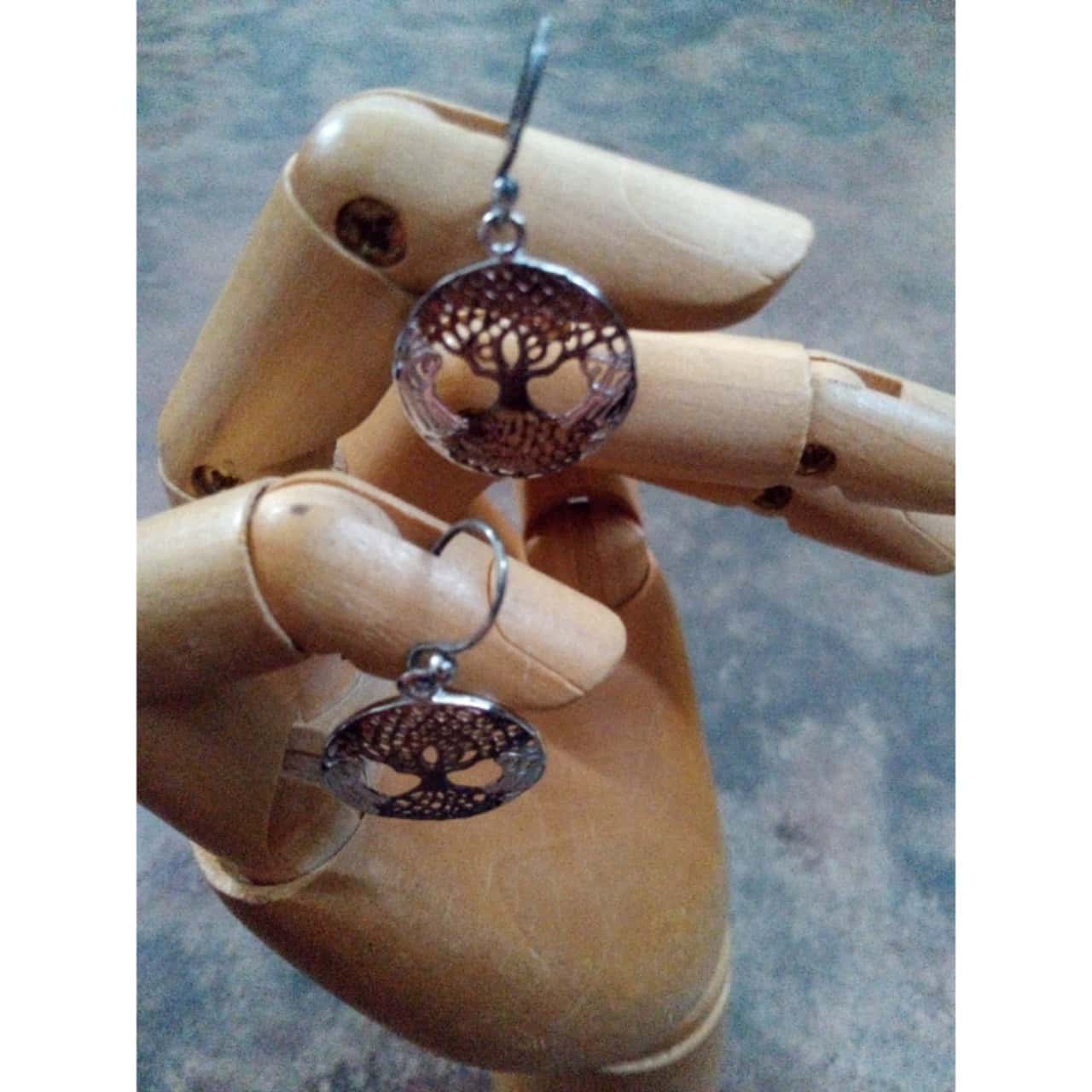 Tree of Life Two Toned Earrings Stamped '925'