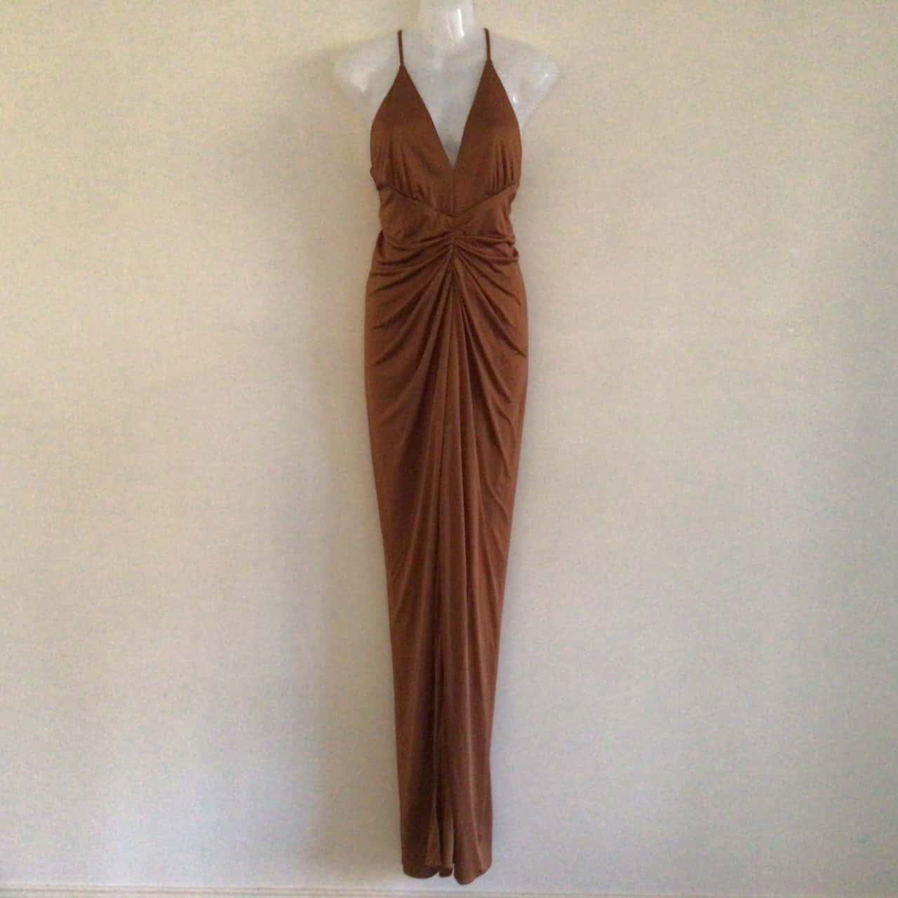 Womens ME TOO FIGURE HUGGING PMAXI DRESS Size 14 Bodycon Dress Gold (s)