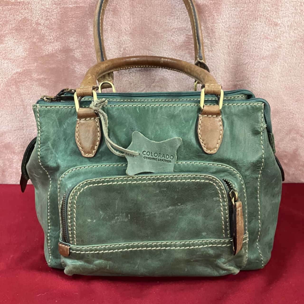 Colorado Leather Women's Handbag Extra Front Pocket and Zip pocket at ...