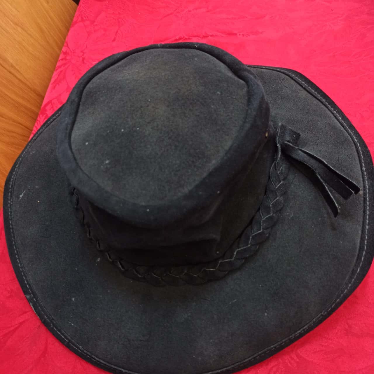 Black Warragul Genuine Leather Squashy Hat (b17)(s)