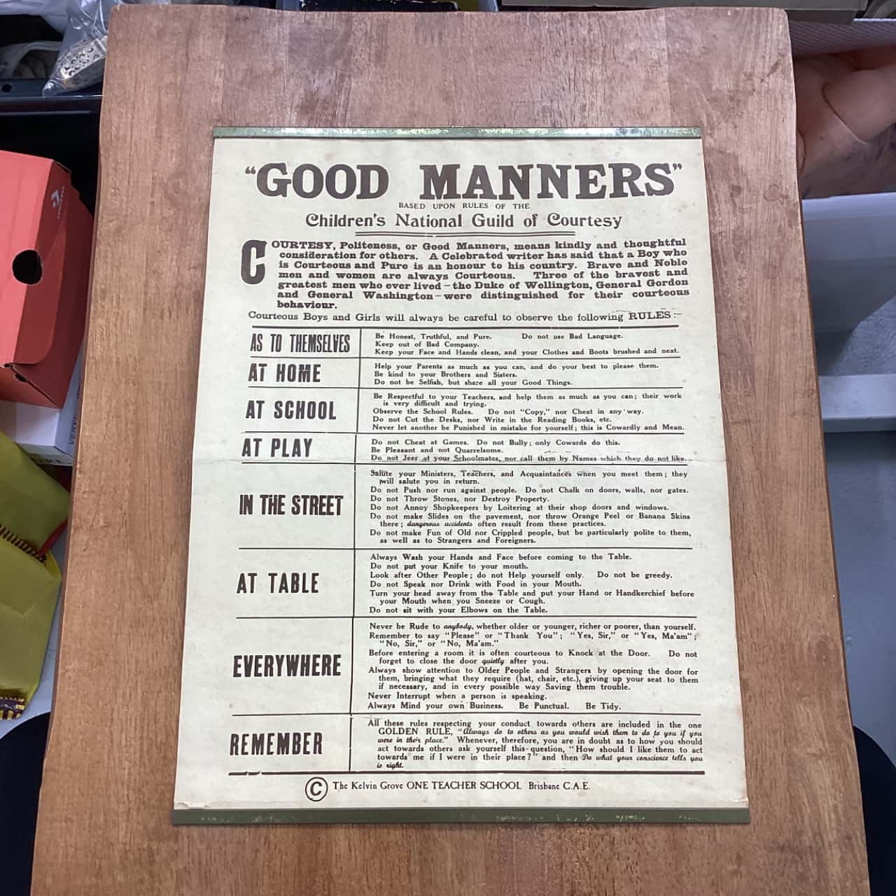 Vintage Good Manners Wall Hanging - Found in every school years ago(s)