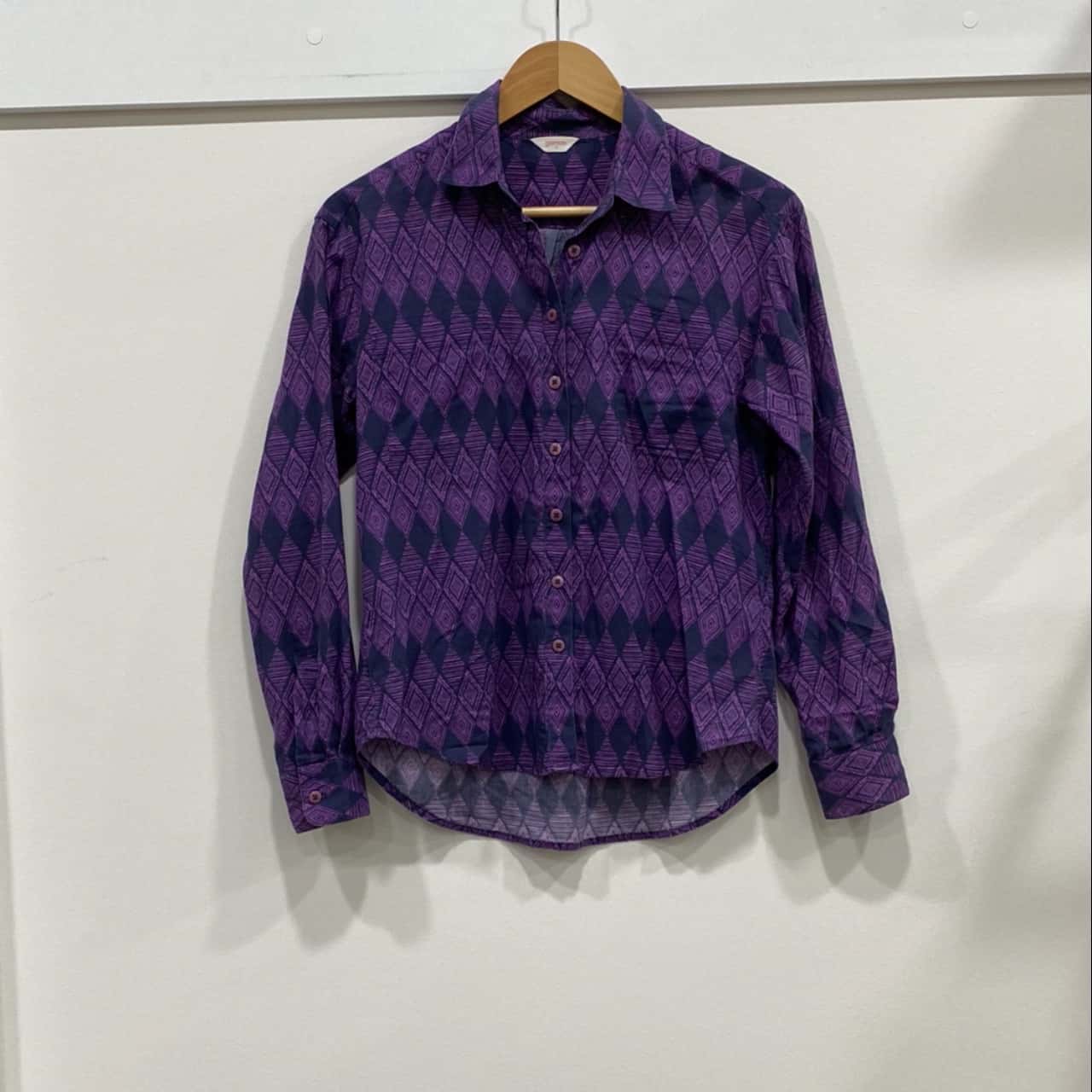 Gorman Womens Size 10 Long Sleeve Shirt Blue / Purple (s)