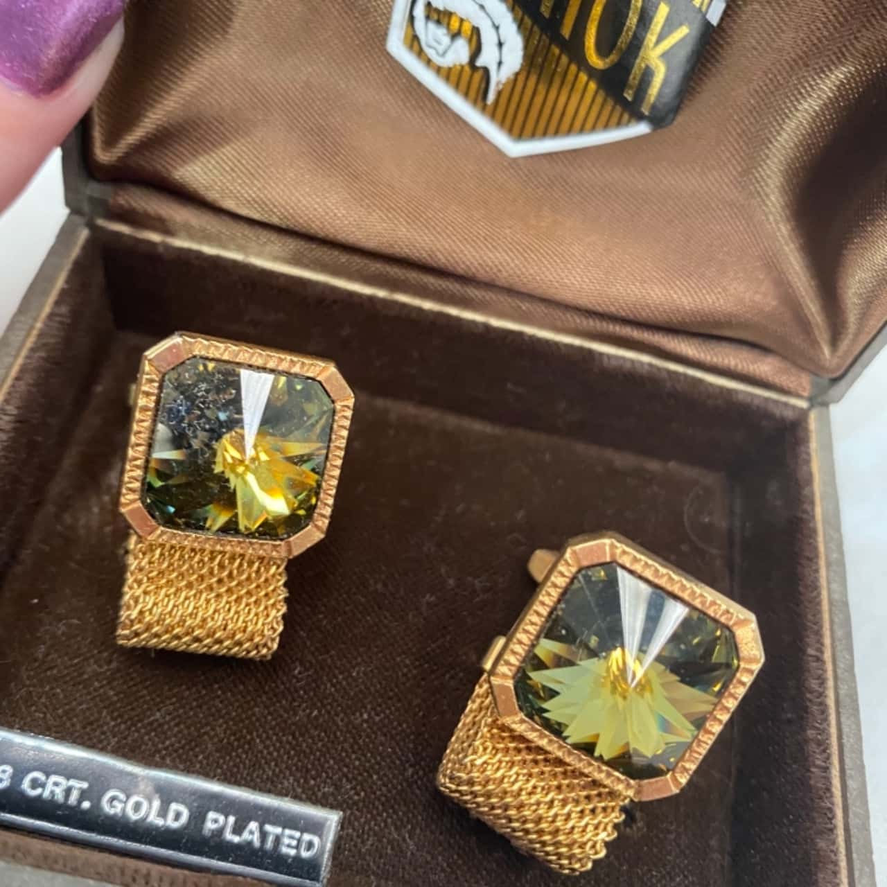 Mens Vintage Retro Hickok Wrap around Cufflinks with Crystal Details in ...