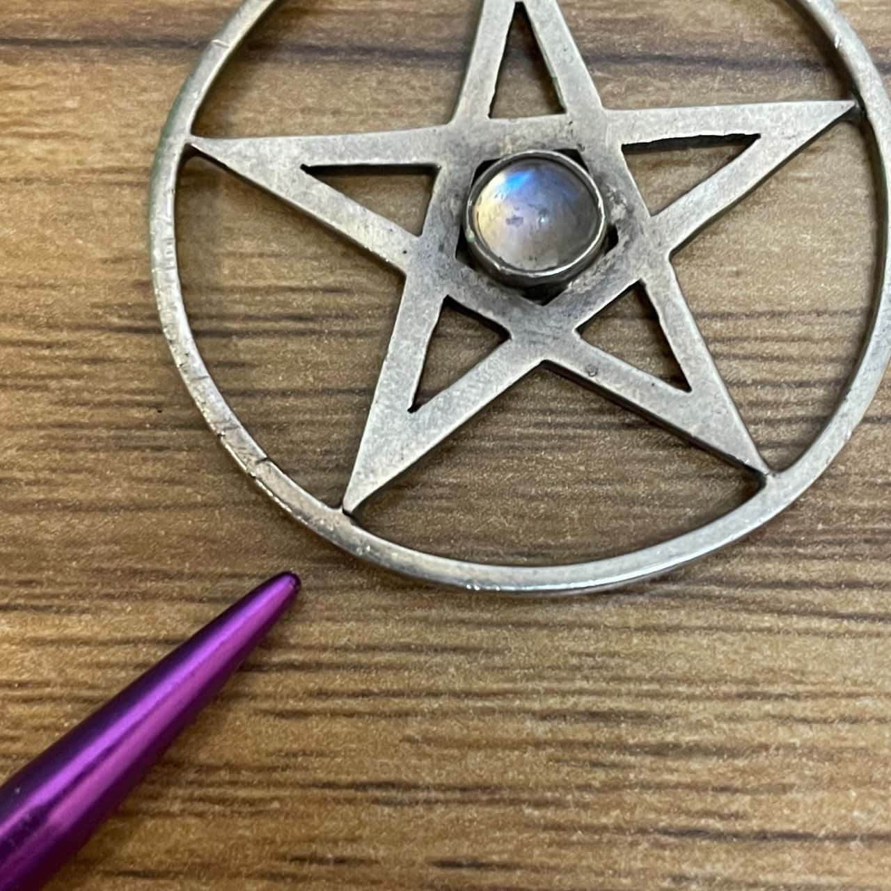 Sterling Silver 925 & Moonstone Pentagram Star Pendant