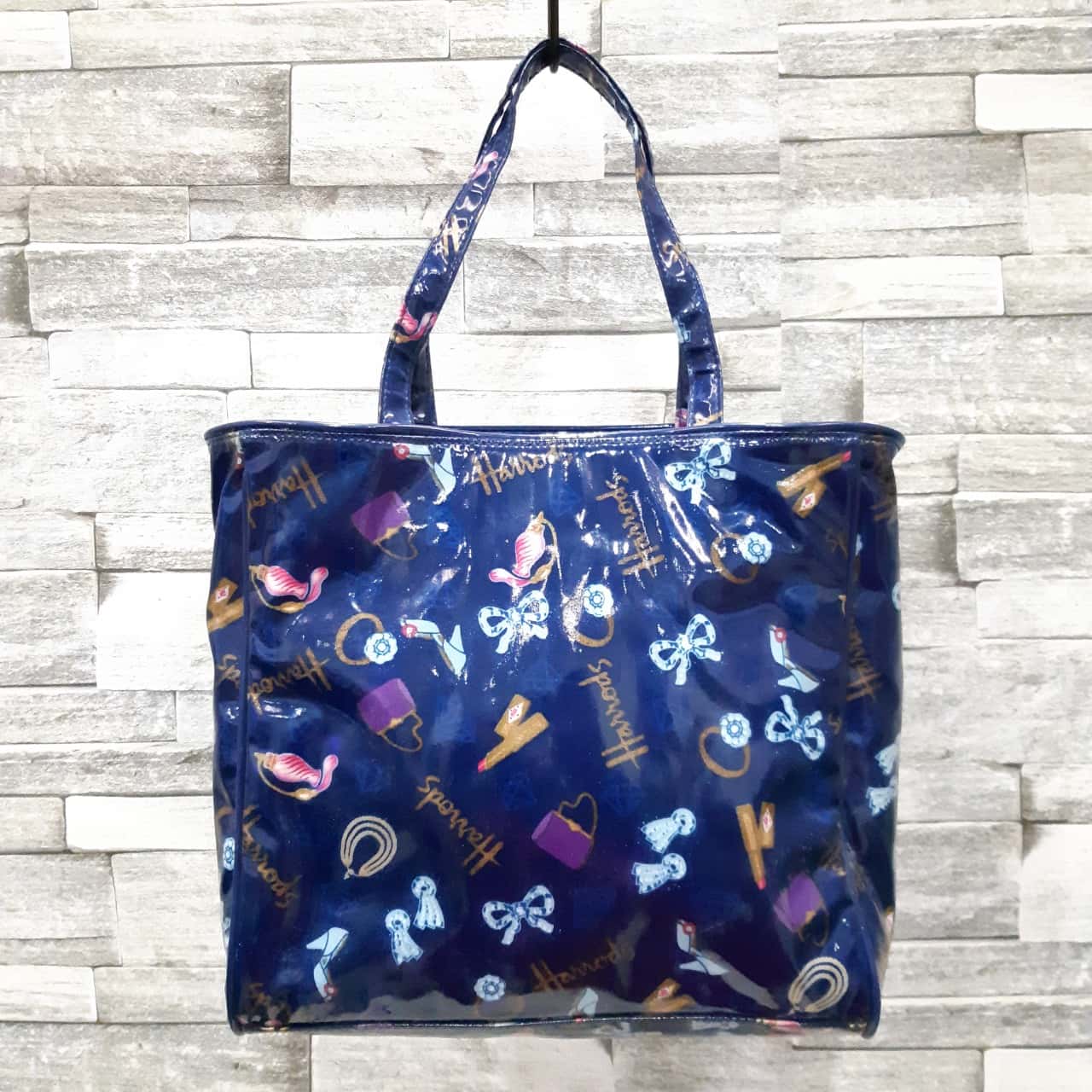 Harrods Knightsbridge Womens Handbag with Purse Blue / Multicoloured (s)