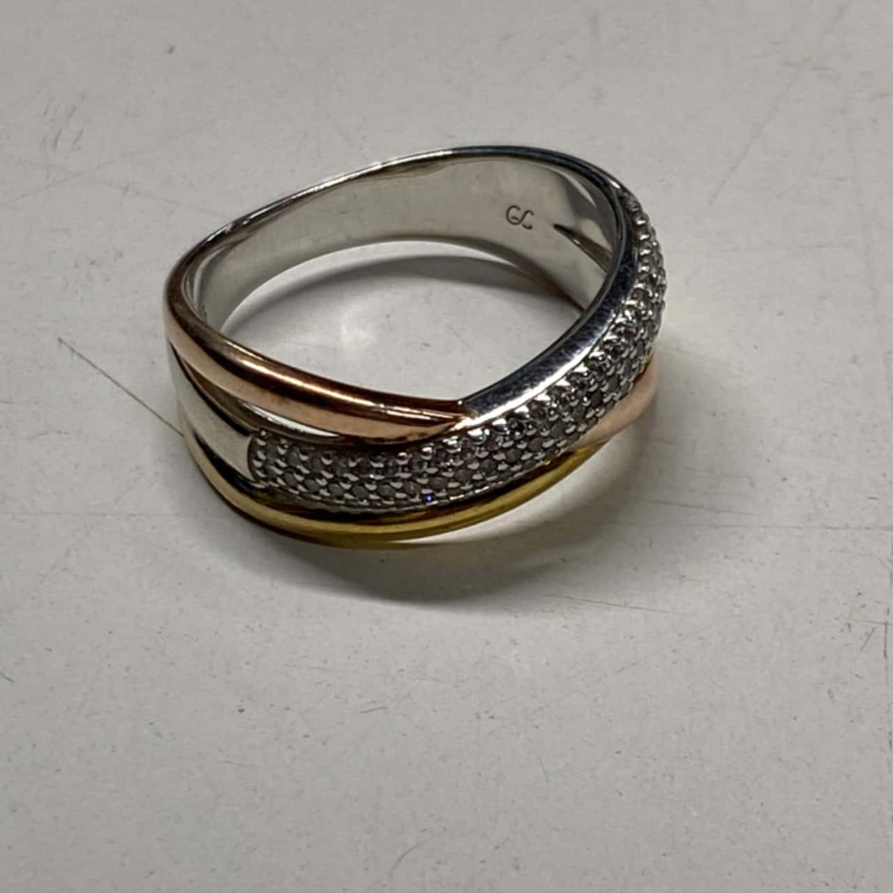 Sterling silver 2 tone ring with cubic zirconia (s)