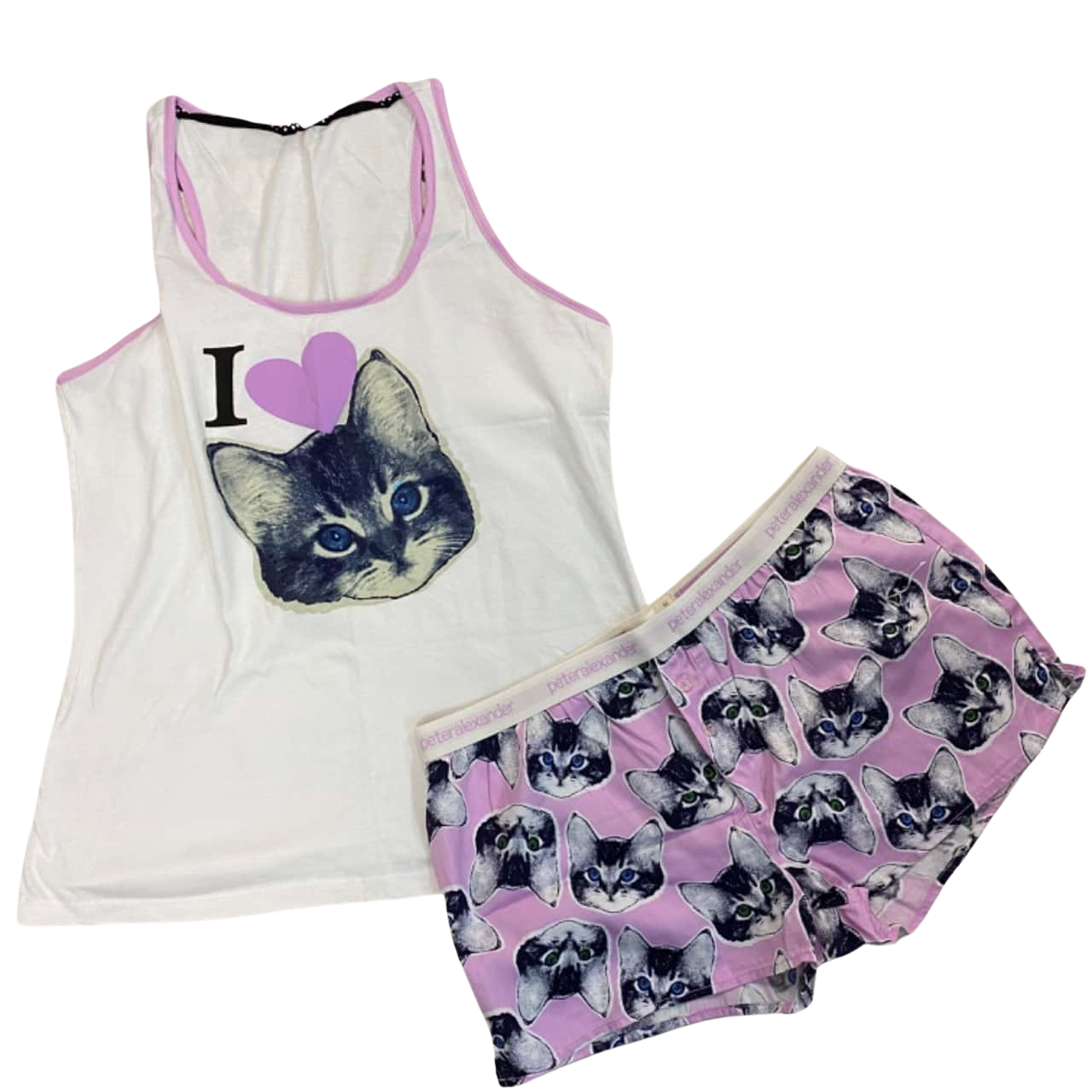 Peter Alexander Womens Size M Pyjama Tank Top and Shorts Purple / White