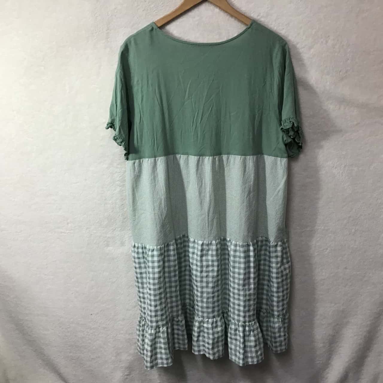 Caroline Morgan Womens Size 16 White / Sage Green Checked Short Sleeve ...