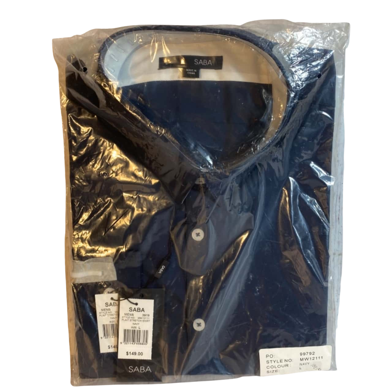 Saba Mens Size L Business Shirt Navy Blue RRP $149.00